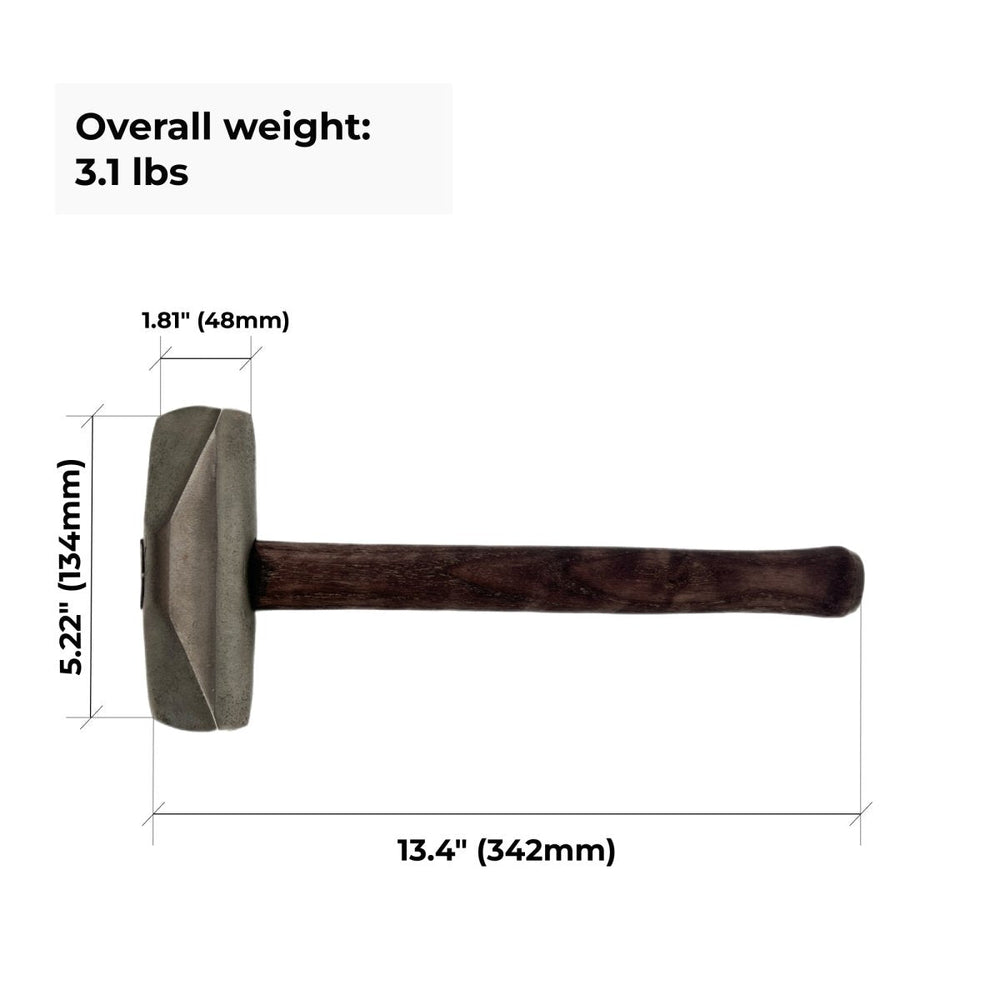 Hand forged double angle diagonal peen hammer for blacksmith
